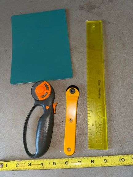 Rotary cutters, cutting mat, add a quarter rule • Living room - Duck ...