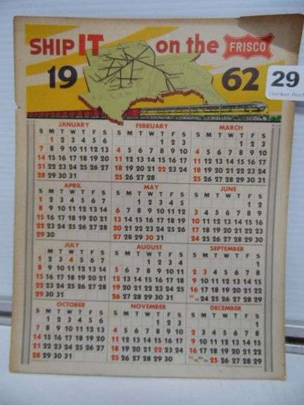 1962 Frisco Calendars - Dunker Auction
