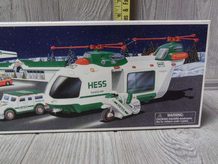 Hess Helicopter w/Motorcycle & Cruiser - Dunker Auction