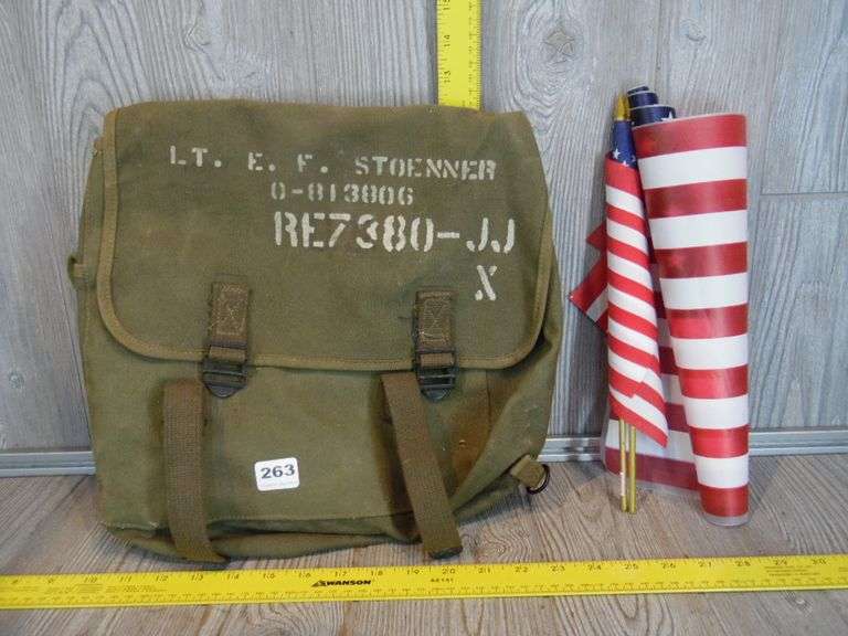 Military Back Pack & Flags - Dunker Auction
