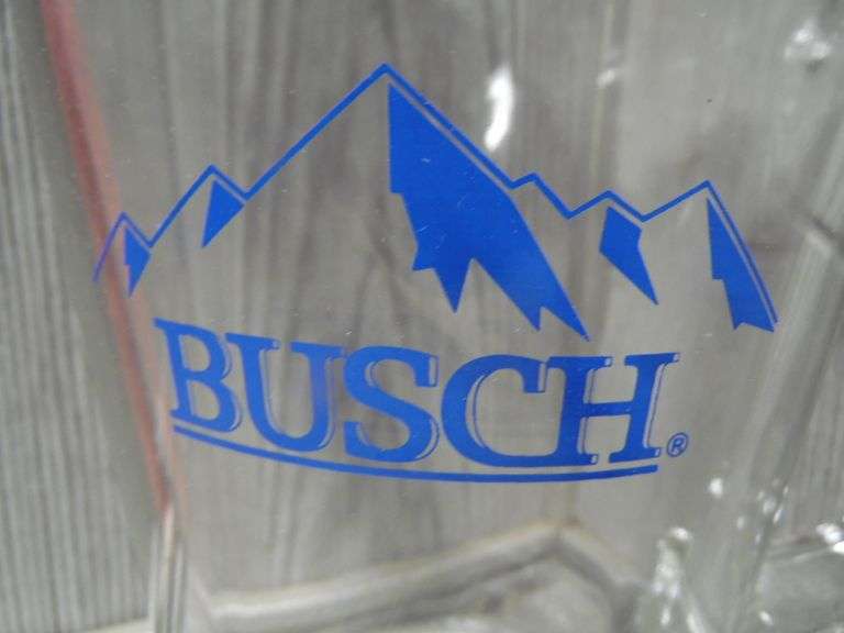 Busch Beer Pitcher, Coors Glass & County Club Glasses - Dunker Auction