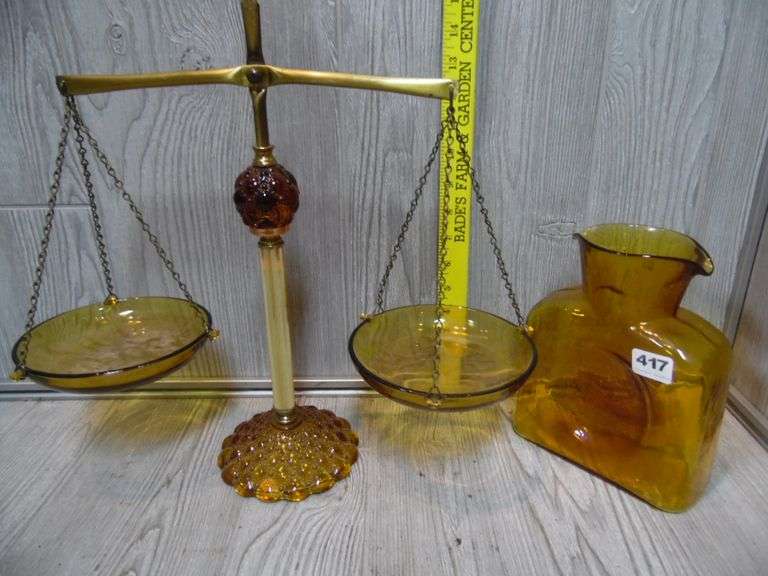 Amber Scale of Justice & Amber Water Bottle - Dunker Auction