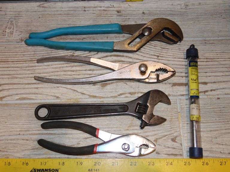 Plyers & Channel Locks & Crecent Wrench - Dunker Auction