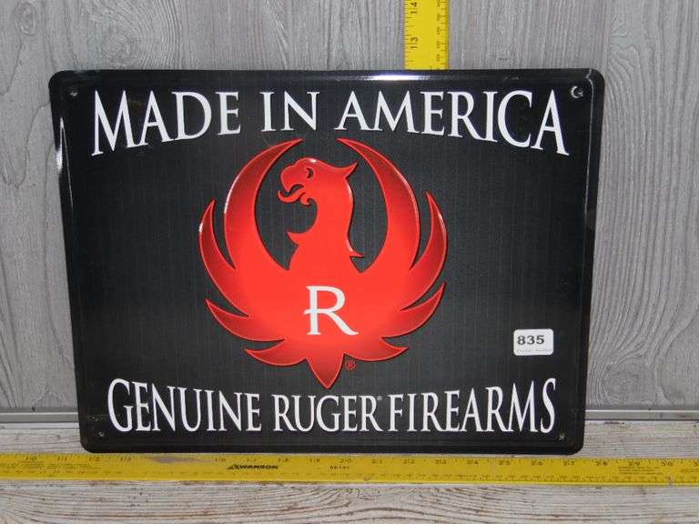 Tin Sign: Made in America Genuine Ruger Firearms - Dunker Auction