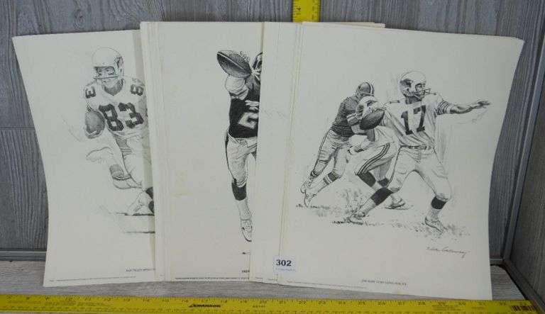 Shell Oil Football Prints By: Nick Galloway & Others - Dunker Auction