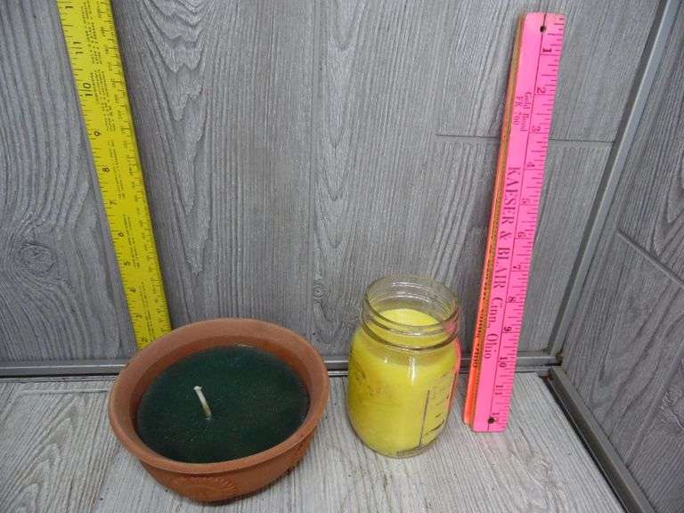 Tool Bag, Plastic Pail, Candle & Ruler - Dunker Auction