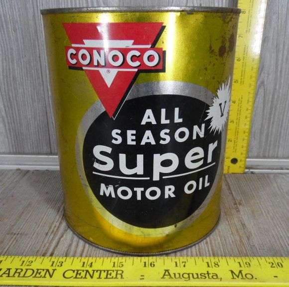 Conoco Motor Oil Metal Can - Dunker Auction