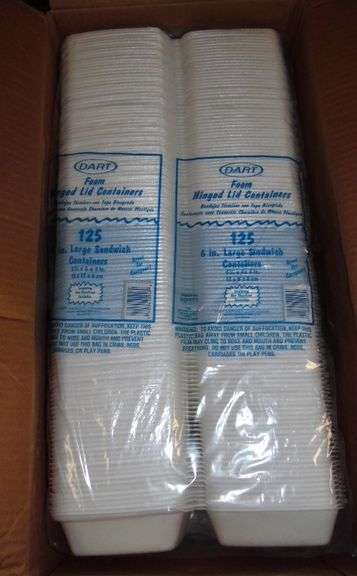 6" Foam Hinged Lid Containers - Partial Box - Dunker Auction