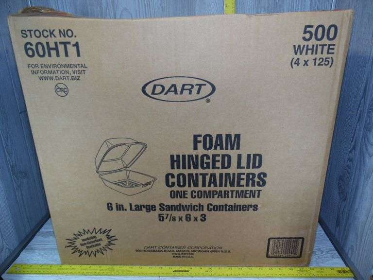 6" Foam Hinged Lid Containers - Partial Box - Dunker Auction