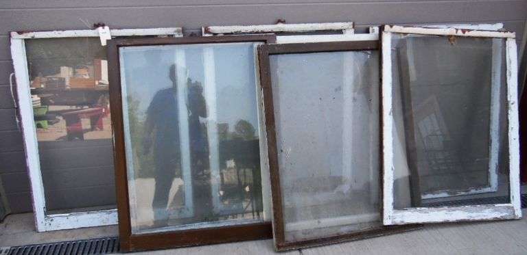 8 - Antique Windows: 32" x 40" & 32" x 39" Glass good - Dunker Auction