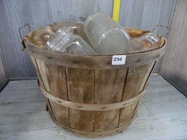 Bushel Basket with Assorted Jars - Dunker Auction