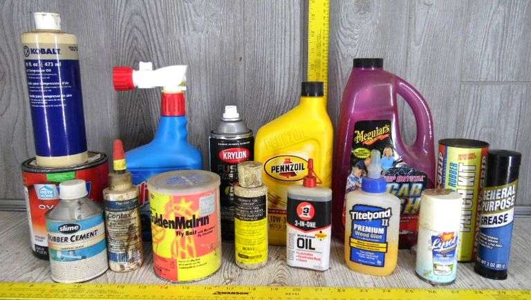 Assorted Garage Chemicals - Dunker Auction