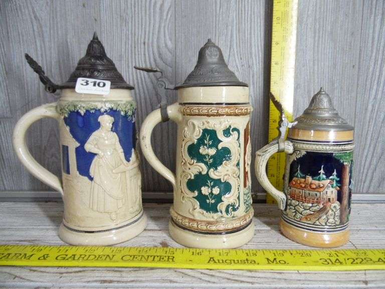 3 Beer Steins - Dunker Auction