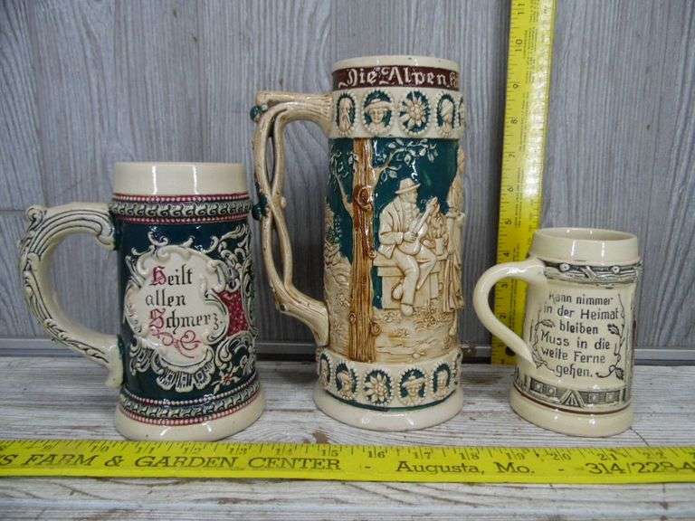 3 Beer Steins - Dunker Auction