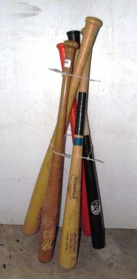 3 - Wood Bats & 3 - Wiffle Bll Bats - Dunker Auction