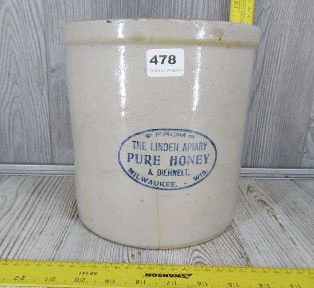 The Linden Apiary Pure Honey Crock - Dunker Auction