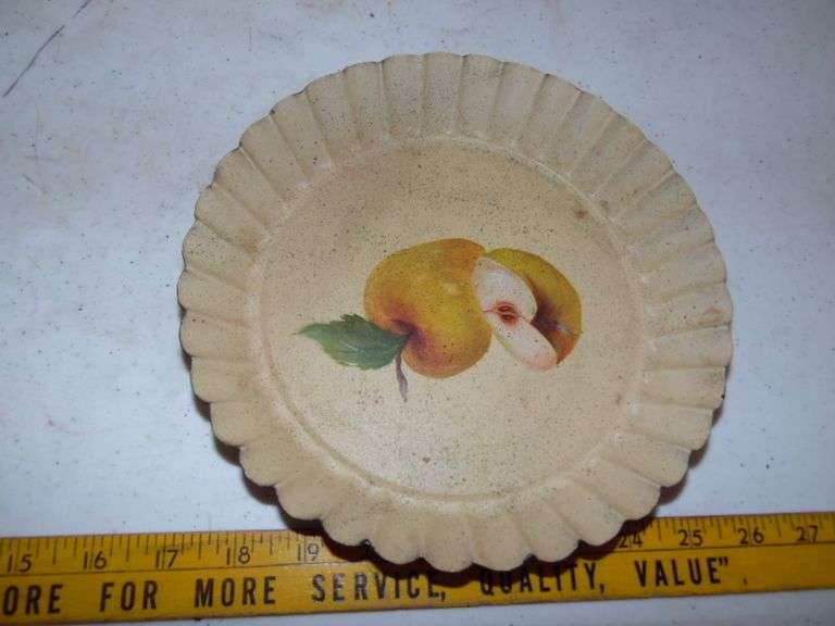 Vintage Plates, Server, Barn Picture - Dunker Auction