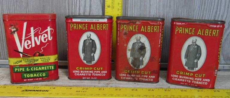Prince Albert Tins, Velvet Tin & Loin Hooks - Dunker Auction