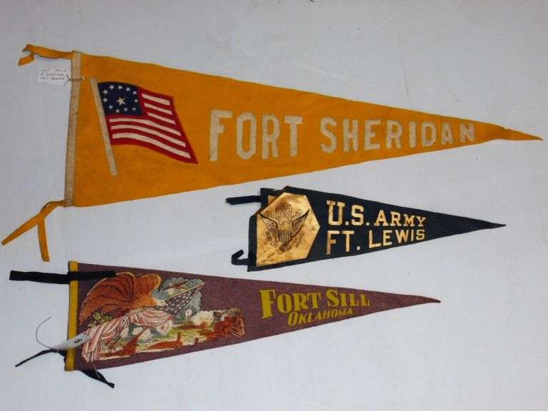 Three Felt Military Pennants - See Description - Dunker Auction
