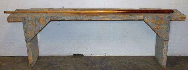 Pool Cue & Primitive Bench - 59" x 9" x 20" - Dunker Auction