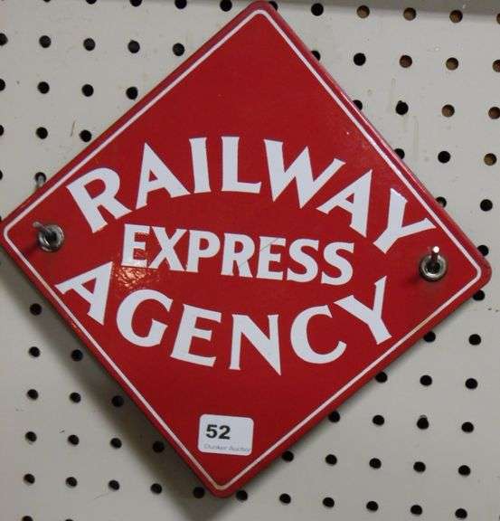Railway Express Agency Sign - 11" x 11" - Dunker Auction