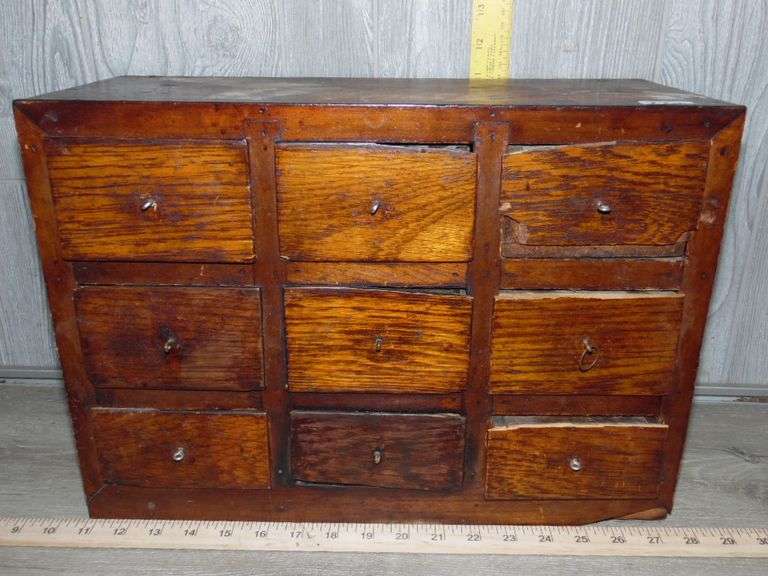 Wood Organizer Cabinet With Hardware - One Drawer Stuck - Dunker Auction