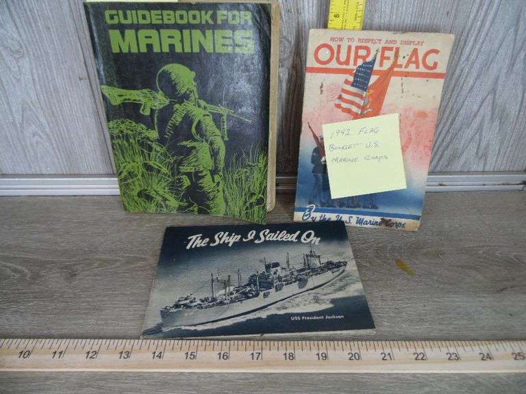 1942 Flag Booklet, 1982 Guidebook For Marines & USS President Jackson ...
