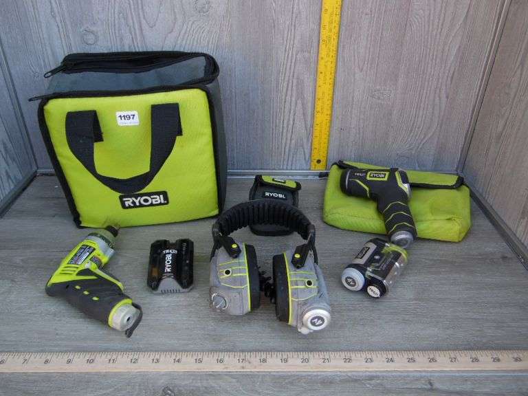 Ryobi Drill, Temp Gun, Utility Light, Ear Protection & Carry Case ...