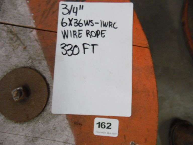 3/4" 6x36 WS-IWRC Wire Rope 330' - Dunker Auction