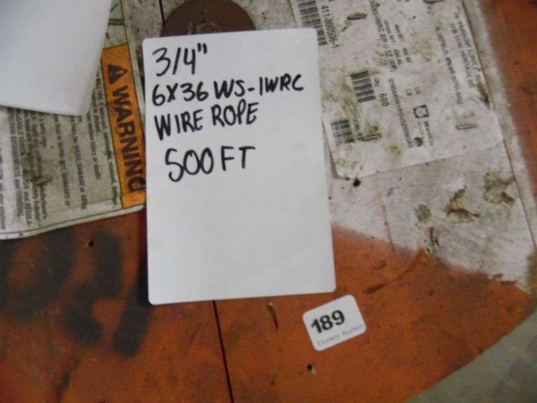 3/4" 6x36 WS- IWRC Wire Rope 500' - Dunker Auction