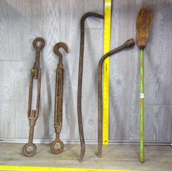 Turnbuckle, Crowbar, Tire Iron, Broom - Dunker Auction