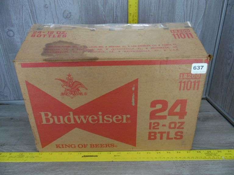 Budweiser Box With Empty Beer Bottles - Dunker Auction