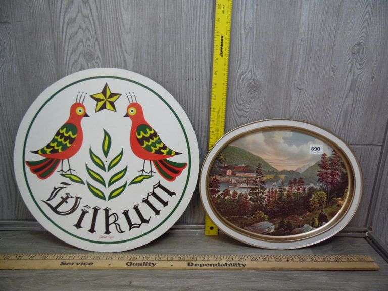 Wilkum Hex Sign By Jacob Zook & Sunshine Biscuits Tray - Dunker Auction