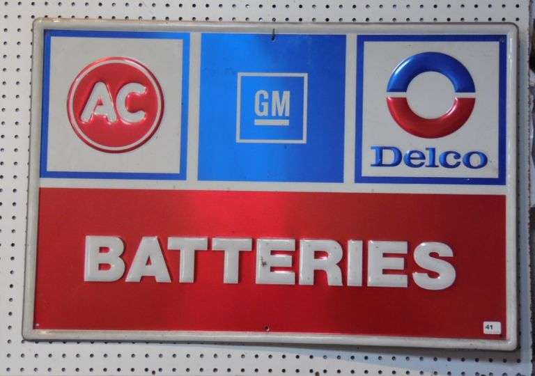 AC Delco Batteries Tin Sign - Dunker Auction