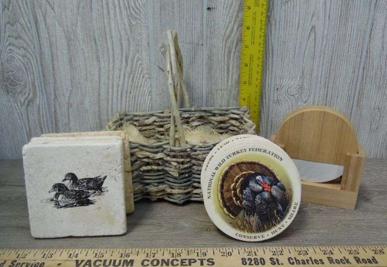 National Wild Turkey Federation Coaster's Duck Coasters & Basket ...