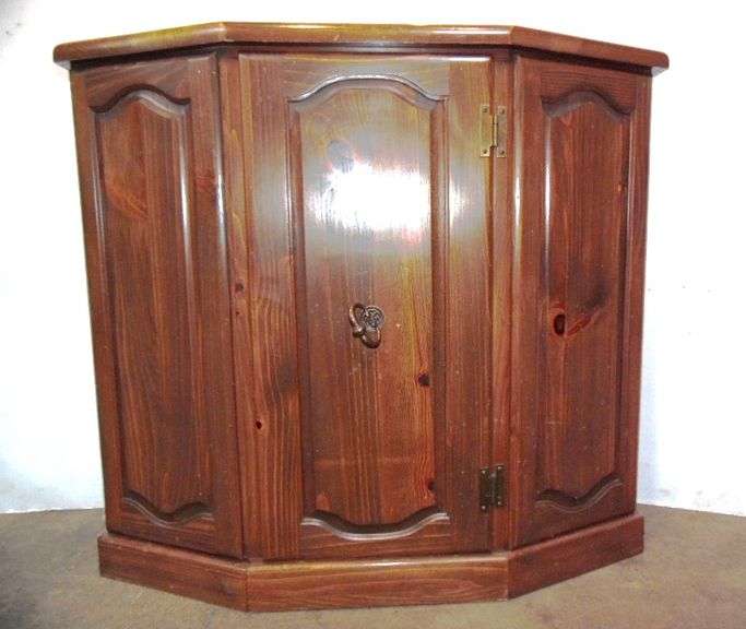 Half Octagon Wood Cabinet - 33 1/2" x 13" x 30 1/2" - Dunker Auction