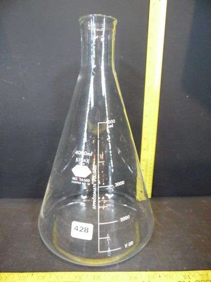 Kimax Glass Laboratory Flask - Rim Chips - Dunker Auction