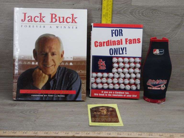 Jack Buck & Cardinals Books, Beer Bottle Cozy - Dunker Auction