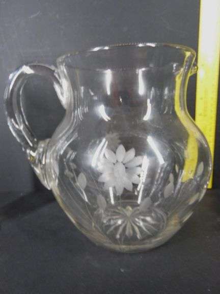 Etched Stemware & Pitcher - Dunker Auction