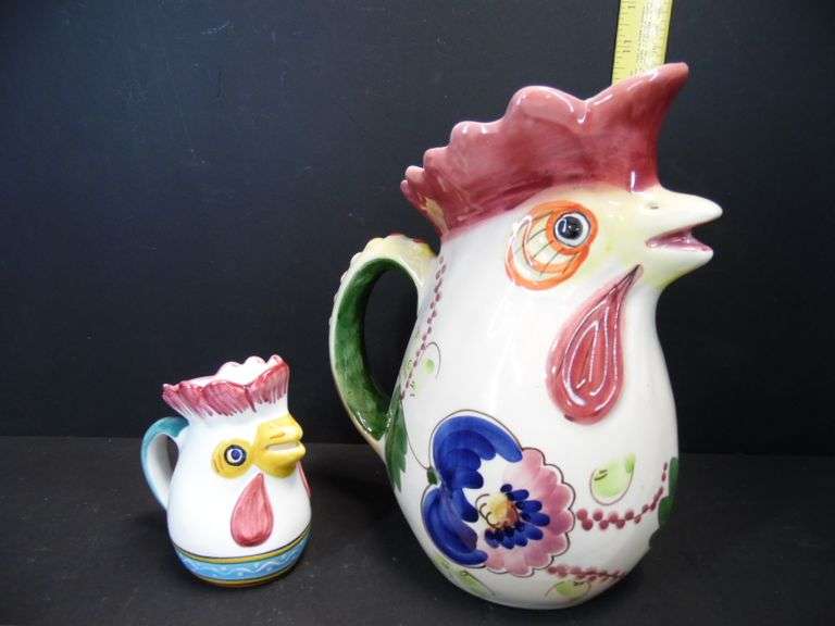 Deruta Rooster Creamer & Rooster Pitcher - Dunker Auction