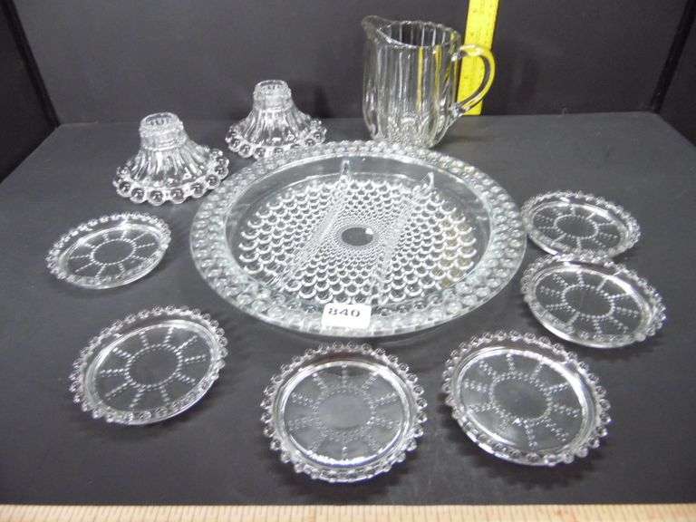 Imperial Candlewick Coasters, Candle Holders, Pitcher & Divided Serving ...