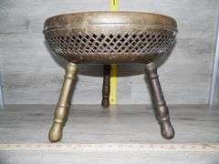 Turkish Brass Foot Warming Stool - Dunker Auction