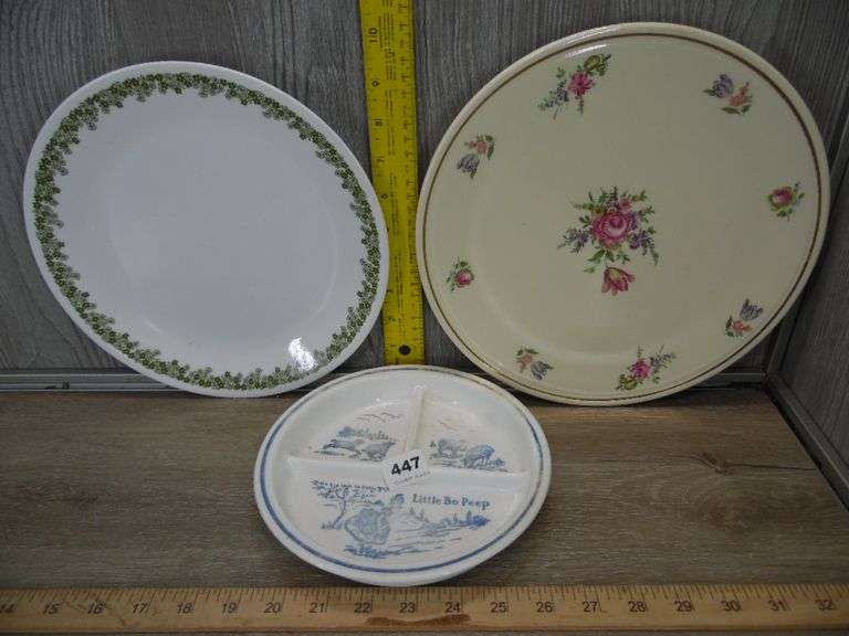 Little Bo Peep Child's Divided Bowl & Two Dinner Plates - Dunker Auction