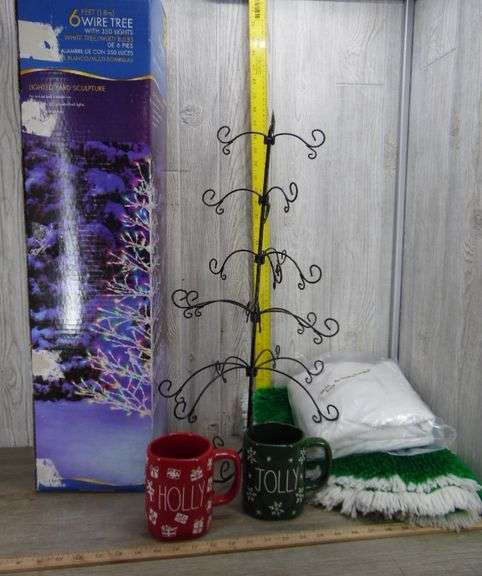 Ornament Tree, 6Ft. Wire Christmas Tree, Rae Dunn Mugs, E Rug - Dunker ...