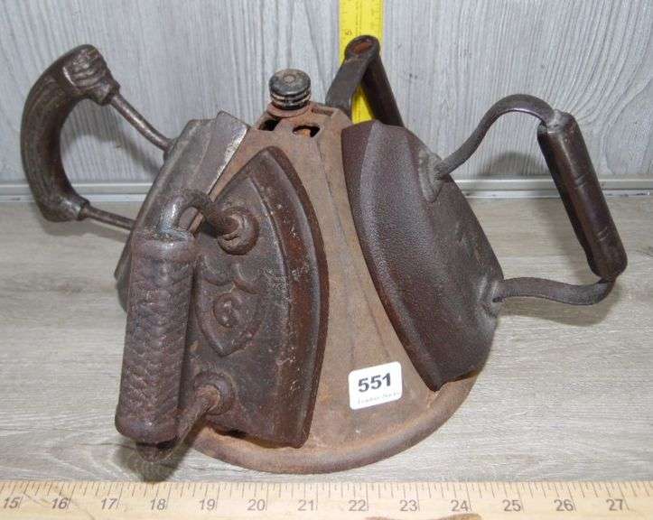 Four Sad Irons & Iron Stand - Dunker Auction