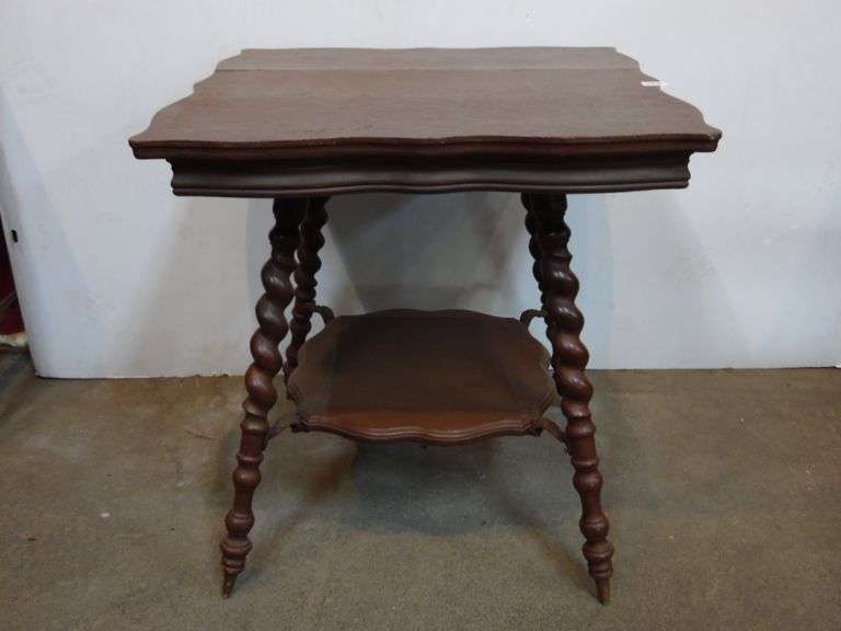 Wood Side Table With Ornate Legs - 24" x 24" x 25" - Dunker Auction