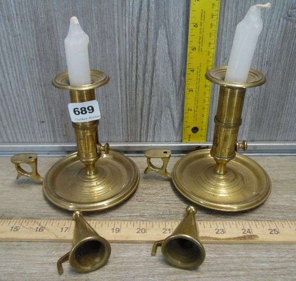 Brass Candle Holders With Snuffers - Dunker Auction