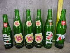 Sun-Drop & 7-Up Soda Bottles, Vess & Pepsi Cardboard Carriers - Dunker ...