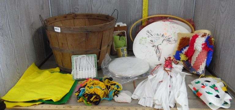 Orchard Basket With Unfinished Craft Projects - Dunker Auction