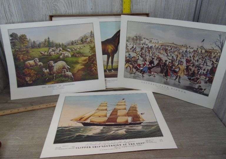 Currier & Ives & Bird Wall Prints & Art Expressions Frame - Dunker Auction